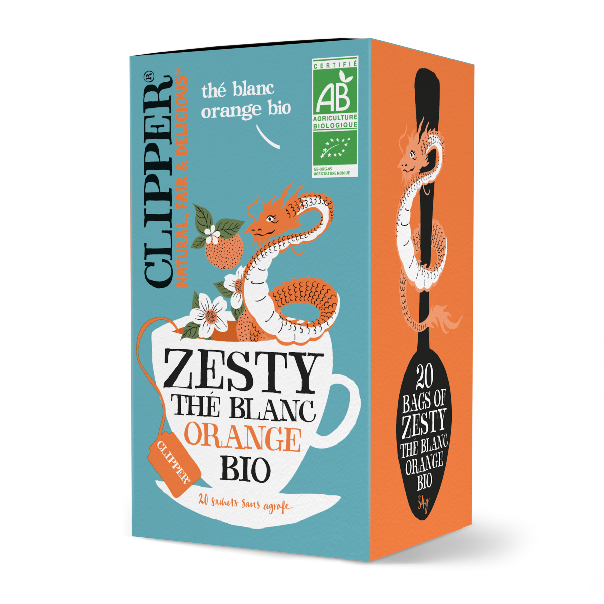 Zesty Thé blanc Orange bio - Clipper Teas